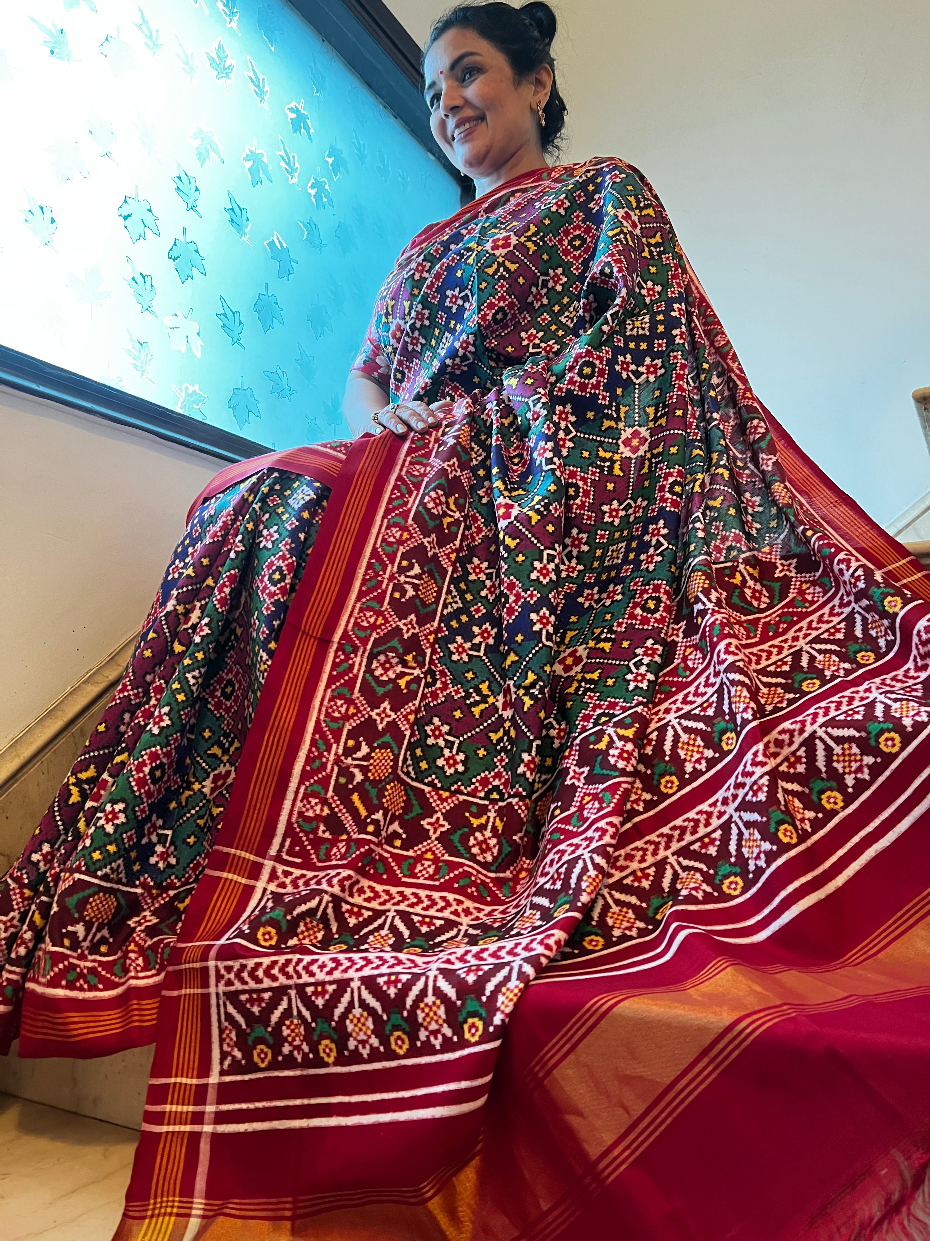 Multicolour Navratan Design Double Ikat Patan Patola – sohumsutras